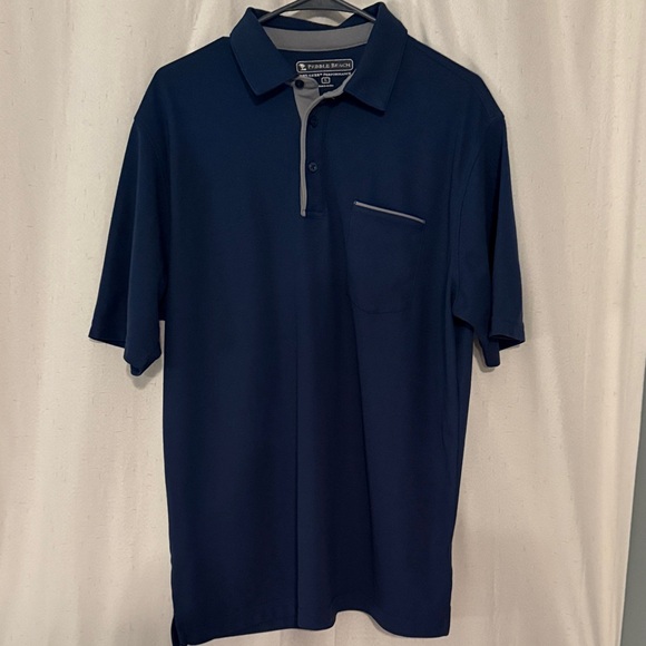 Pebble Beach | Shirts | Pebble Beach Mens Polo In Navy And Gray | Poshmark